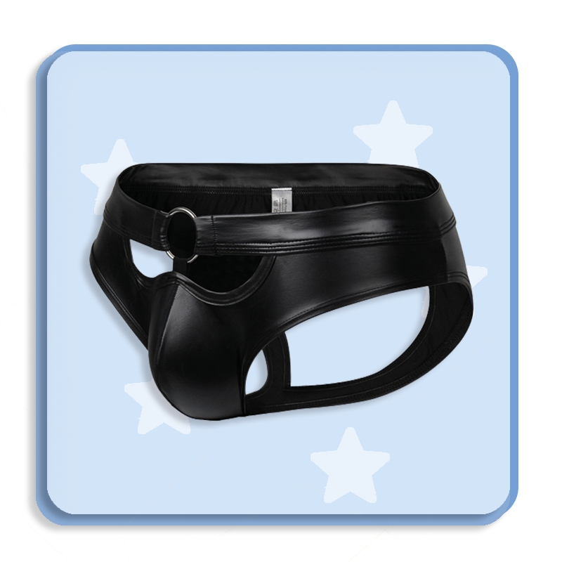 String homme en cuir avec anneau en acier - Roger – string-homme.fr