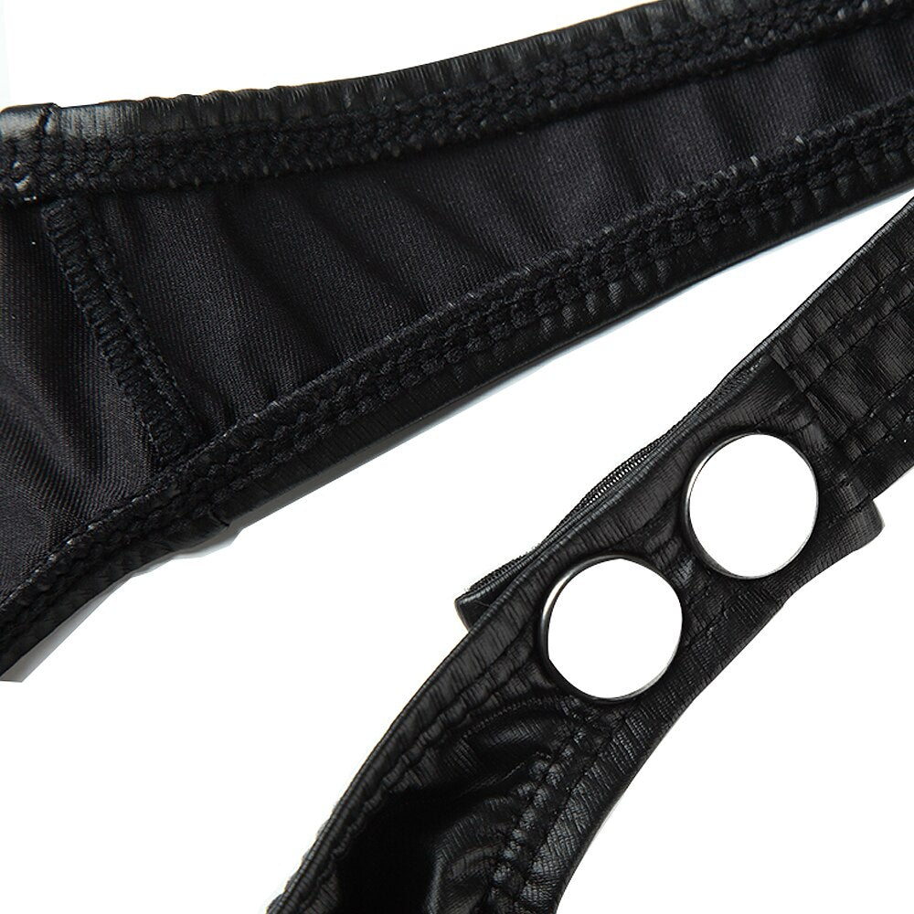 String homme effet cuir avec empiècements détachable – string-homme.fr